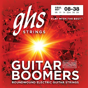 GHS Strings Guitar Boomers, Nickel Plated Electric Guitar Strings, GBUL SET - Ultra Light (.008-.038), 3 Sets of GBUL