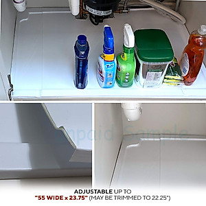 Vance Trimmable Under Sink Tray for Base Cabinets from 39 to 55 inches | Protects Cabinets from Leaks and Spills | Adjustable Spill Guard for Kitchen and Bathroom Sinks