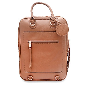 Steeltime Unisex Super Soft Premium Vegan Leather Travel Backpack with 6 Compartments a Built In Mirror and Luggage Adaptable (Brown)