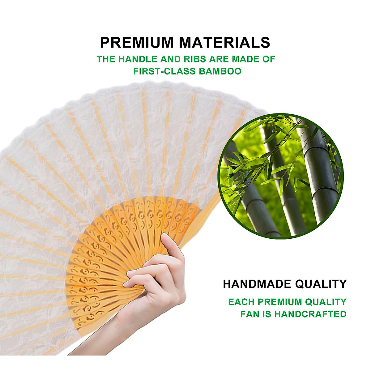 Amajiji Chinese/Japanese Vintage Retro Style Bamboo Wood Silk Folding Hand Fan for women HBSY (23cm) (001)