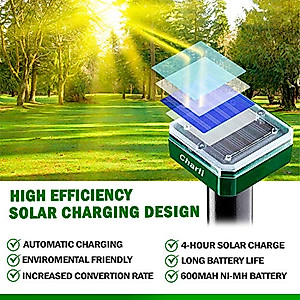 Charli New 8X Solar Sonic Mole Repellent Groundhog Repeller Gopher Deterrent Vole Chaser Snake Repellent Spikes Traps Rodents No Killing - Remove Burrowing Rodents (8) (8)