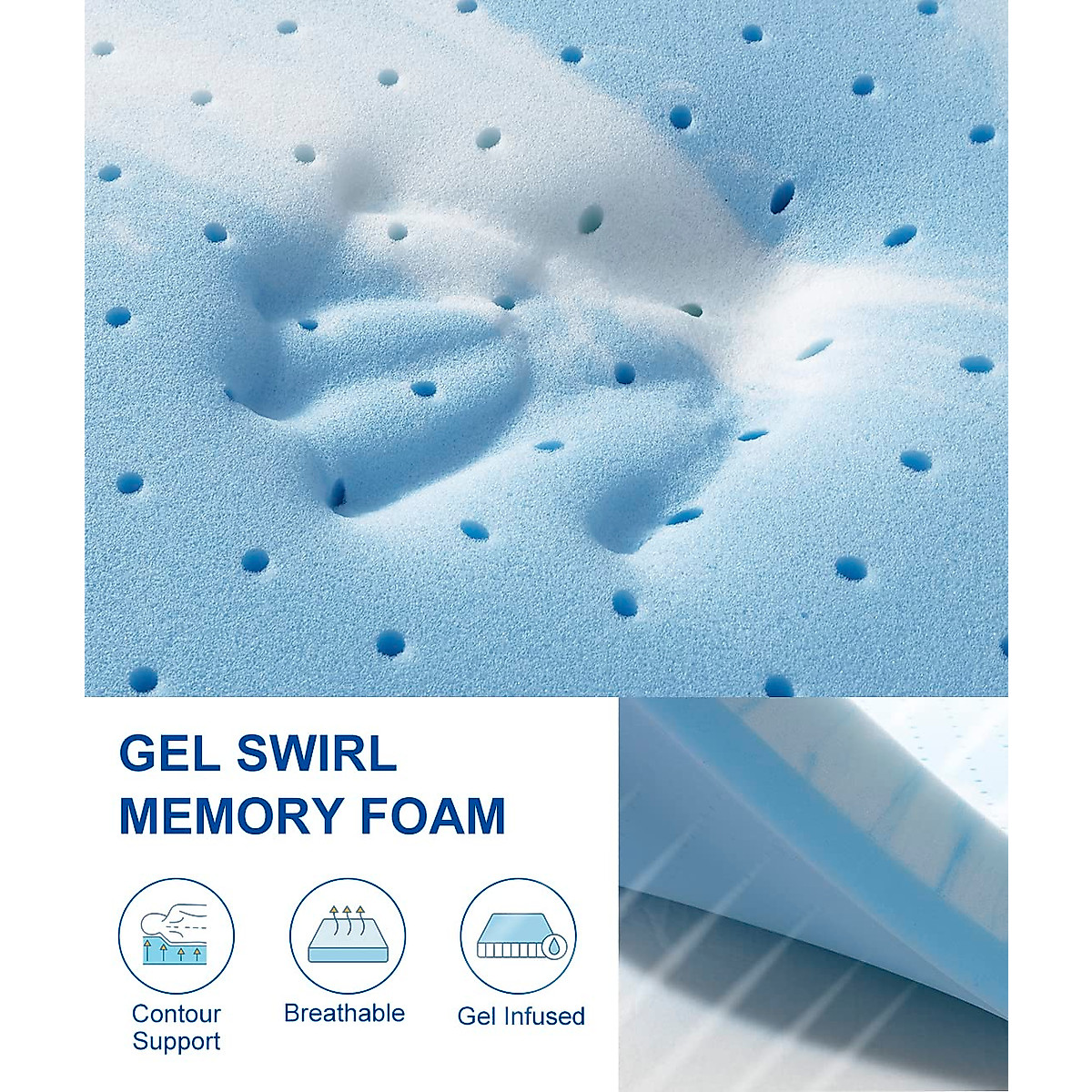 BedStory Mattress Topper King, 3 inch Memory Foam Mattress Topper, 1.8" Memory Foam Topper Plus 1.2" Firm Foam Mattress Topper, Cooling Bed Topper Mattress Pad for Back Pain Relief, CertiPUR-US