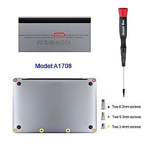 Pentalobe Bottom Case Screws and Pentalobe Screwdriver Compatible with MacBook Pro Retina 13 inch A1708 (Gray)