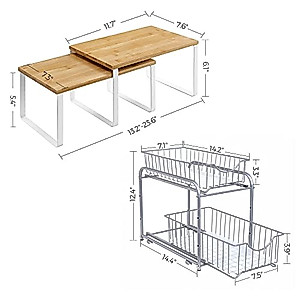 SONGMICS 2-Pack Kitchen Shelves and Pull-Out Cabinet Organizer Bundle, Stackable, Under Sink Organizers with Storage Baskets, for Kitchen Bathroom UKCS02NW and UKCS017E01