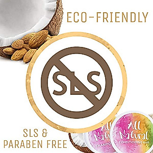 Sweet & Sassy 3 Shampoo Bars. Made in the USA. All Natural, Organic, SLS Free, Plastic Free, Safe for Color Treated Hair (Coconut Almond)