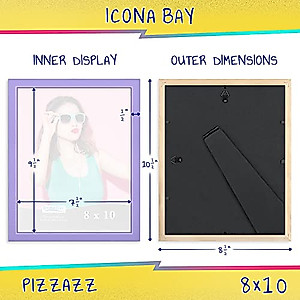 Icona Bay 8x10 Picture Frame, Purple Colored Solid Wood Scandinavian Style Frame for Photo, Pizzazz Collection