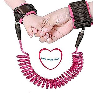 Onwon Anti Lost Safety Wrist Link Child Safety Harness Strap Rope Leash Walking Hand Belt Band Wristband(1.5m Pink)