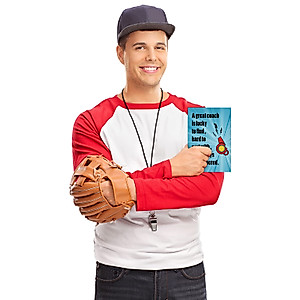 24 Sets Thank You Card for Coach Gifts Greeting Card with Envelopes and Stickers for Coach Teacher Appreciation Gift for Men Basketball Baseball Soccer Football Birthday Athlete