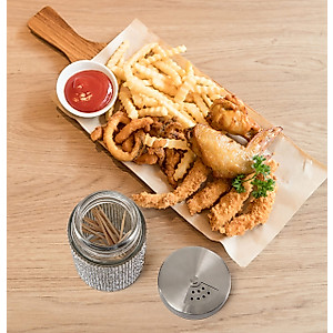 LuckyMao Bling Toothpick Holder Bling Portable Pill Container Silver Glitter Sparkle Toothpick Dispenser Glass Rhinestone Toothpick Holder Seasoning Bottle for Home Living Room