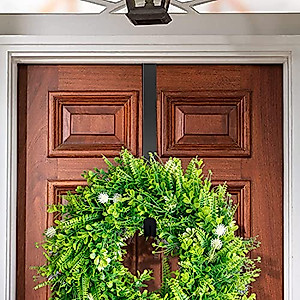 GameXcel 12" Wreath Hanger for Front Door - Large Wreath Metal Hook for Christmas Wreath Over The Door Single Hook, Black
