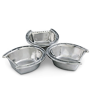 Arthur Court Designs Aluminum Lucky Horseshoe 3-Bowl Bowls Set Server 10.5 inch Diameter 1.5 inch Tall