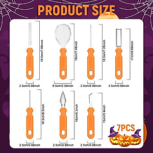 Pedenty 7 Pieces Halloween Pumpkin Carving Kit - Heavy Duty Stainless Steel Carving Tools Set Sculpting Scoop Knives for Halloween Decorations Jack-O-Lanterns