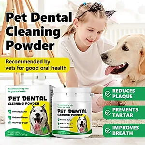 Dog Dental Powder, Teeth Cleaning Powder for Dogs, Dental Care for Dog Teeth Breath Freshener, Plaque & Bad Breath Off Powder Dog, Dog Breath Freshener for Small, Medium, Large Dogs 30g