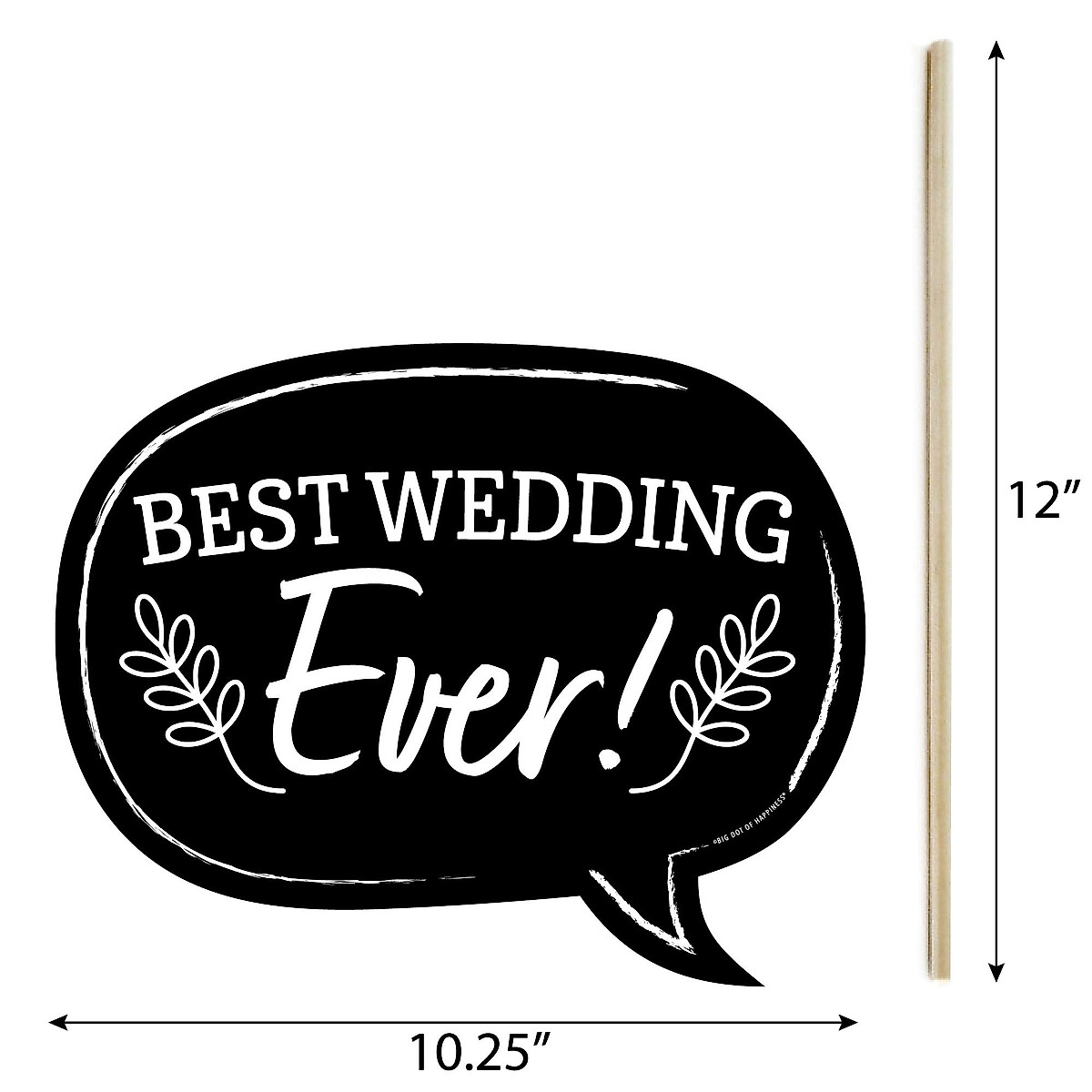 Big Dot of Happiness Funny Mr. and Mrs. - Black and White Wedding or Bridal Shower Photo Booth Props Kit - 10 Piece