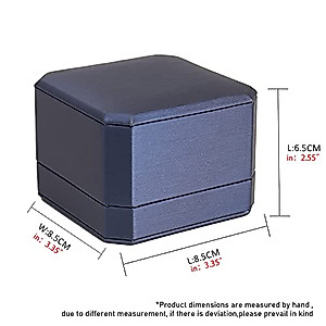 Ring Box for Wedding Ceremony Leather Jewelry Box Engagement Wedding Card Box, Jewelry Organizer Box Engagement Ring Holder Jewelry Gift Box Jewelry Storage Case(Steel-Blue)