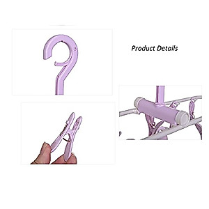 Setaria Viridis Foldable Clip Hangers Clothes Drying Racks Portable Hangers 2 Pack Socks 12 Clips Hook for Drying Towels Baby Clothes Gloves (Lavender Light Green)