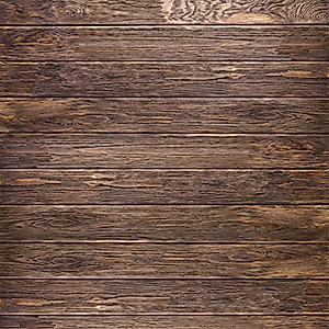 LYWYGG 8x8ft Thin Vinyl Brown Wood Backdrop Photographers Retro Wood Wall Background Cloth Seamless CP-19-0808
