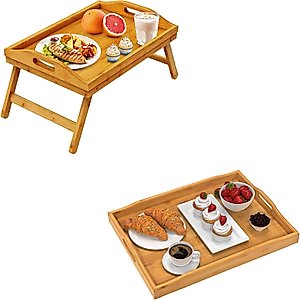 Pipishell Bamboo Bed Breakfast Tray & Bamboo Serving Tray