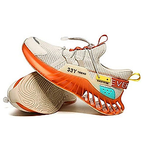 Ahico Mens Running Sneakers Walking Shoes Mesh Comfortable Lightweight Tennis Breathable Sport Casual Athletic Workout Orange, 9.5