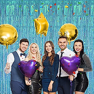 BEAYFILY 3 Pack Fringe Curtains Party Decorations,Tinsel Backdrop Curtains for Parties,Photo Booth Wedding Graduations Birthday Christmas Event Party Supplies (Rainbow Blue)