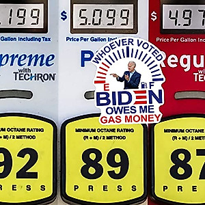 YINENA 100 Pcs Whoever Voted Biden Owes Me Gas Money Stickers Fuck Biden Decal Funny Sticker of Joe Biden Campaign Logo Parody Sticker for Car Motorcycles Helmets Laptop Decor 2x3 in