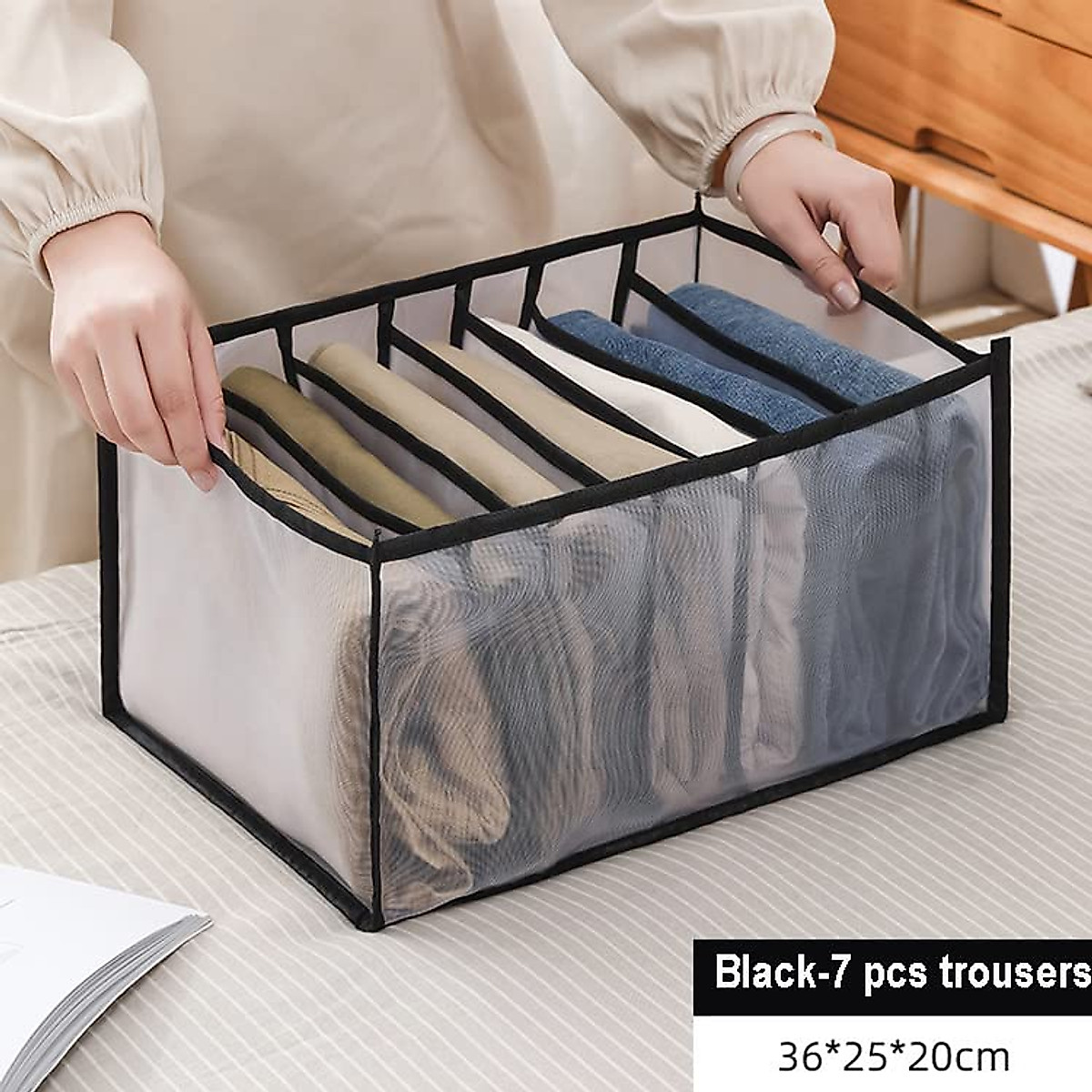 Yionna 2 pcs 7 grid Clothes Organizer Clothing Storage for Jeans T Shirt Pants Organization and Storage 7 grid 14"X 9.84" X 7.87"