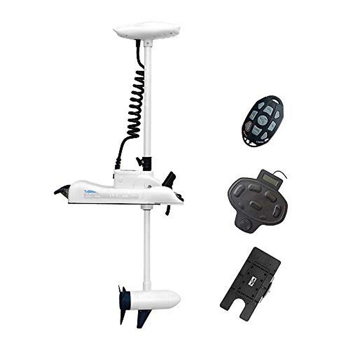 AQUOS Haswing White 12V55LBS 48inch Bow Mount Trolling Motor with Remote Control, Wired Foot Control, Quick Release Bracket for Inflatable Boat Bass Boat Aluminum Boat Fishing Freshwater/Saltwater