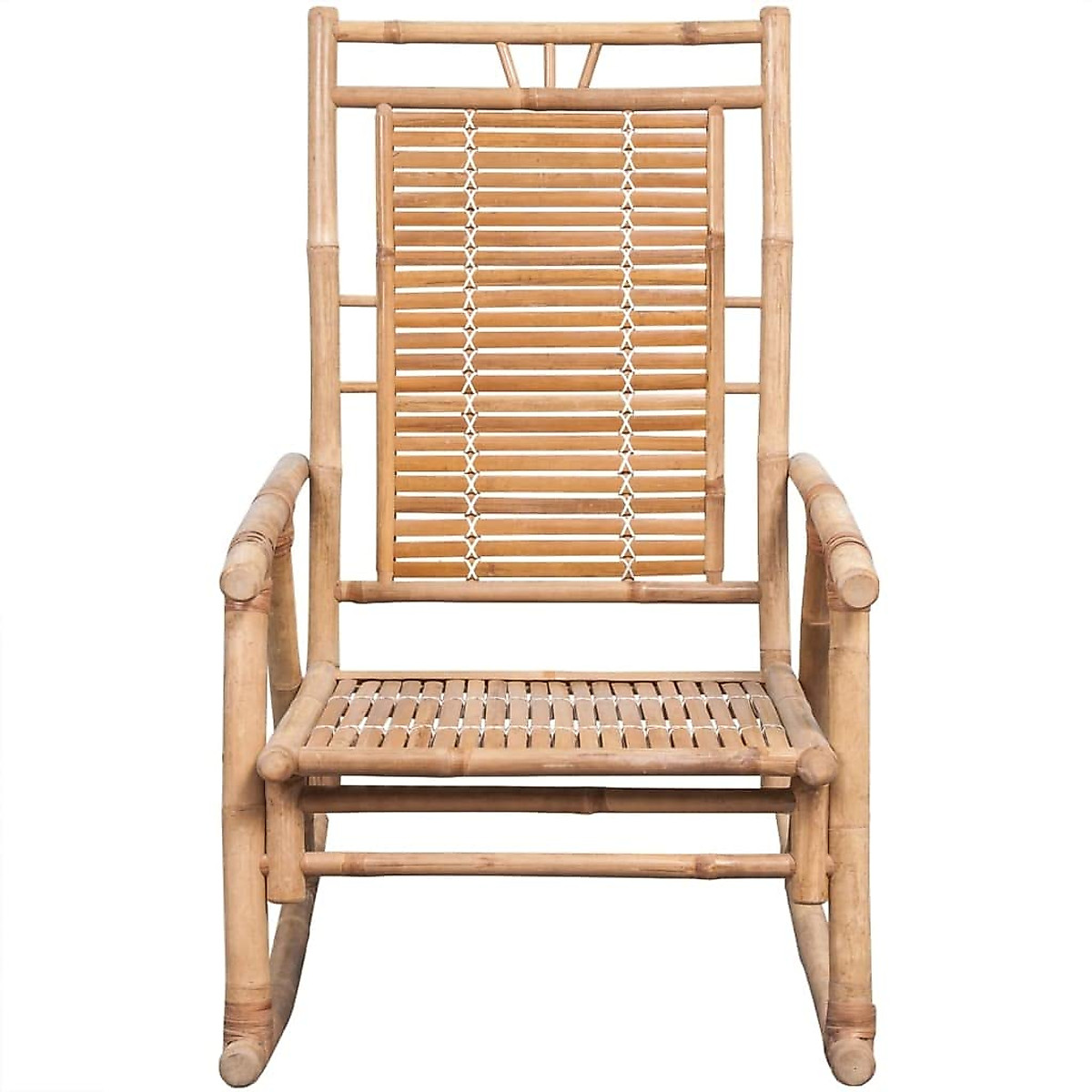 Tidyard Rocking Chair with Cushion Bamboo Armchair for Patio, Balcony, Porch, Backyard Style C