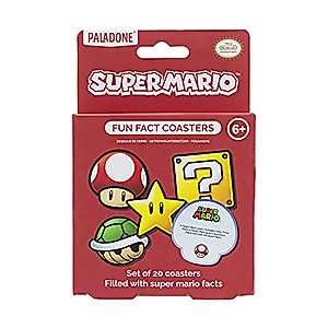 Paladone Super Mario Fun Fact Coasters, Set of 20, Officially Licensed Nintendo Merchandise, Multicolor, One Size, PP8051NN