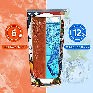 IYERSKD Funny Frog with Guitar American Flag 20 oz Stainless Steel Tumbler Vacuum Insulated Leakproof Travel Mug for Car Office Gym