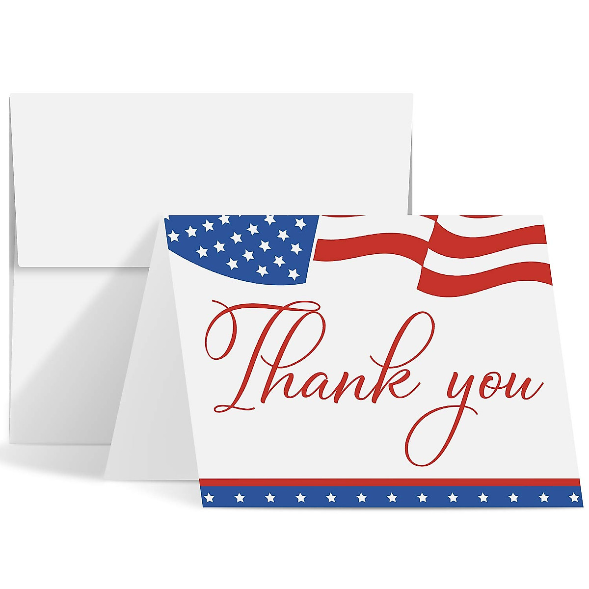 Patriotic Thank You Voting Cards with Envelopes, American Flag July 4th USA Greeting Cards | A2 Size – 4.25 x 5.5” Cards When Folded | 80lb (216gsm) Cardstock | 25 Cards and 25 Envelopes Per Pack