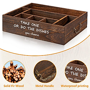 Paper Plate Holder, Plastic Silverware Caddy, Utensil Dispenser Caddy for Party Picnic Camping BBQ, Disposable Spoon Fork Knives Dish Cup Napkin Wood Storage Organizer for Kitchen Counter