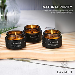Lavault Jar Candles Set of 3 - Aromatherapy Candle Set for Supports Stress, Better Sleep, and Improve Mood - 100% Natural Soy Wax with Essential Oils - Snow Orange