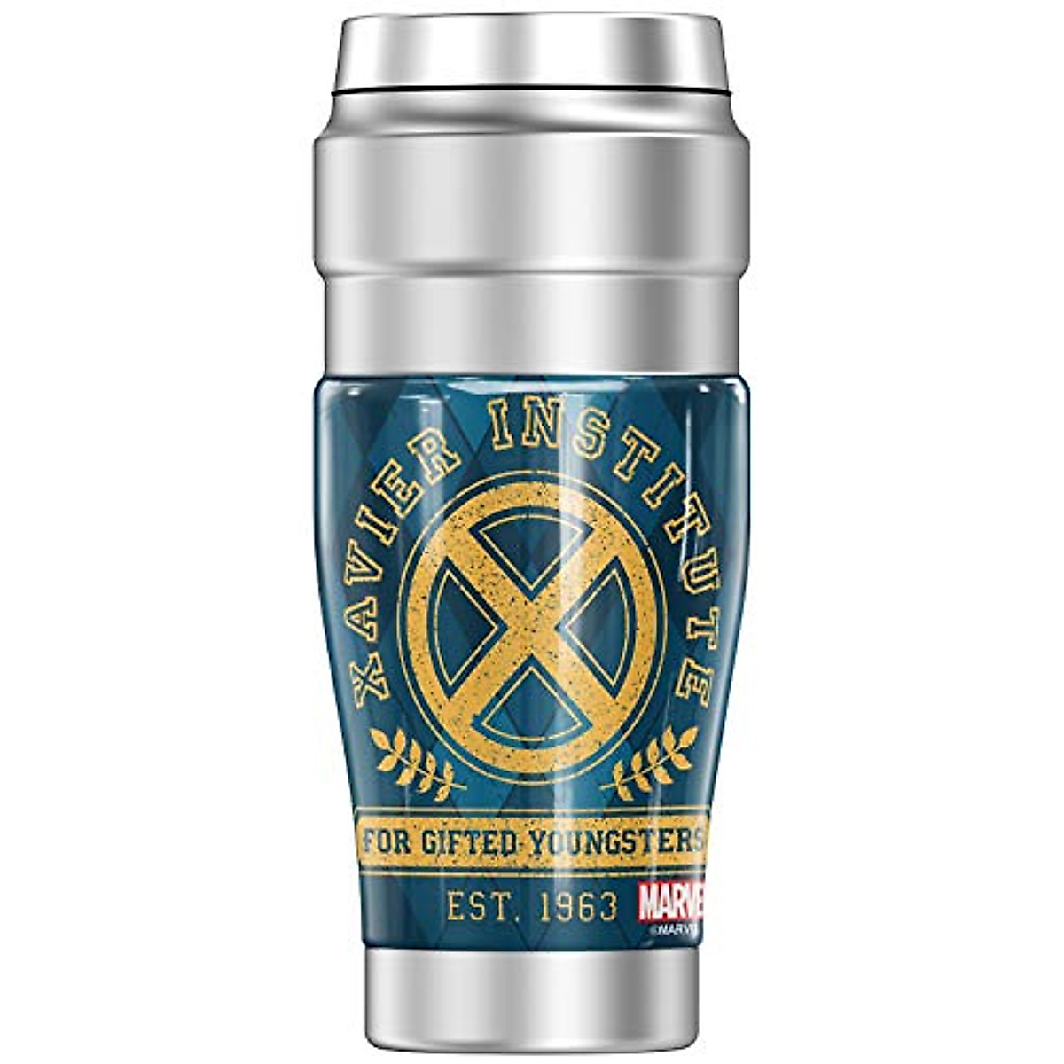THERMOS MARVEL - X-Men Xavier Institute Plaid STAINLESS KING Stainless Steel Travel Tumbler, Vacuum insulated & Double Wall, 16oz