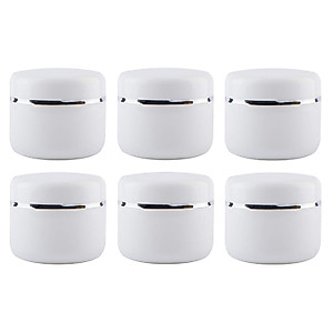 8 Oz (250ml) White Plastic Cosmetic Jars with Inner Liners and Dome Lids Refillable Make-up Cosmetic Containers Pot Case for Scrubs Oils Salves Creams Lip Balm Lotions Nail Accessories Pack of 6
