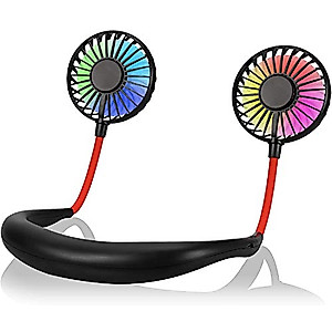 Hand Free Fan, Portable Neck Fan, Personal Hands Free Fan Headphone Fan USB Rechargeable Battery USB Neck Fan Adjustable Strong Airflow Light for Outdoor, Sport, Home, Office, Travel (Black)