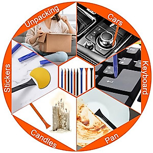 Jeffdad 9 Pieces Plastic Scraper Tool, Multi-Purpose Carbon Fiber Plastic Scraper Non-Scratch Kitchen Scraper Cleaning Pen for Tight Spaces, Kitchen, Crevices, Food, Paint(Black+Orange+Blue)