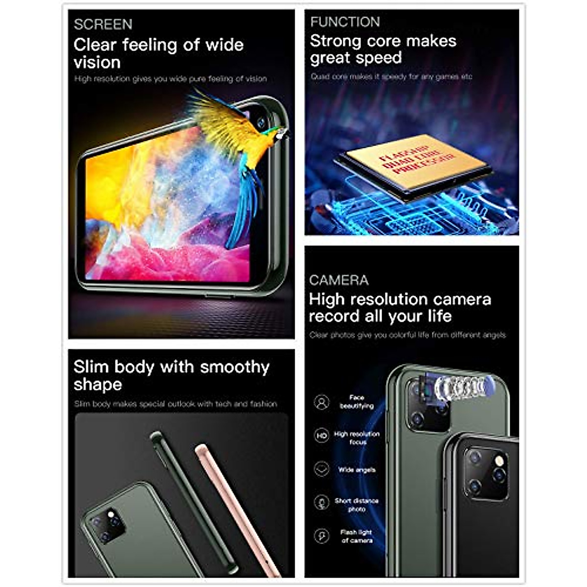 SOYES XS11 3G Mini Smartphone 2.5Inch WiFi GPS China Mobile RAM 1GB ROM 8GB Quad Core Android Cell Phones 3D Glass Slim Body HD Camera Dual Sim Google Play Cute Smartphone (Black)