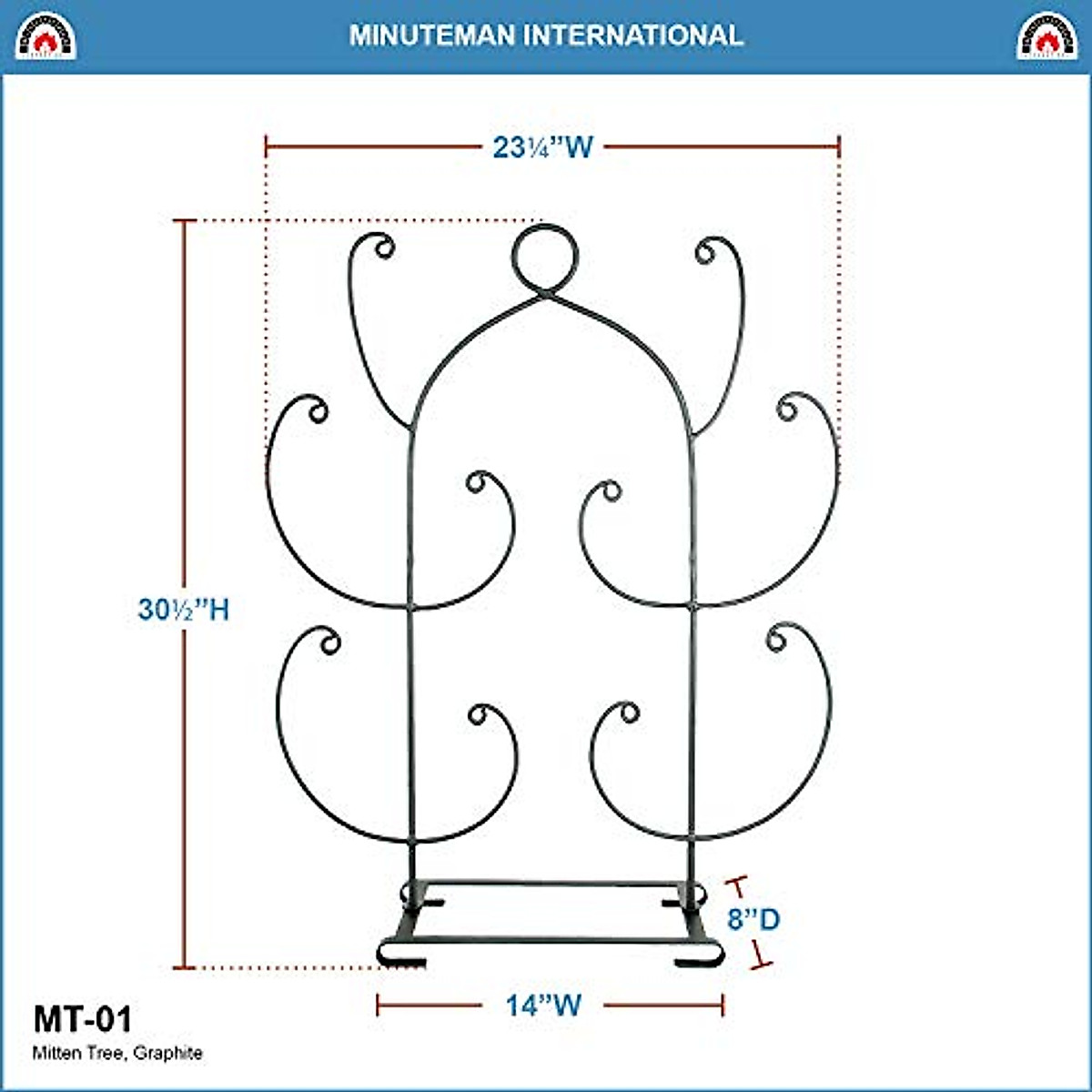 Minuteman International Mitten/Hat Drying Rack Tree, Graphite