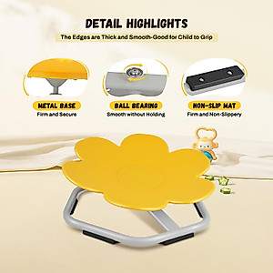 Petal Kids Swivel Chair, Seat and Spinning Chair, Body Coordination Training Chair, Yellow Non Slip Sensory Toys 360° Spinning Chair for Autistic Kids Aged 3+, Improving Toddler's Physical Fitnesss