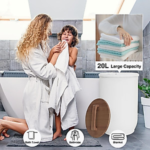 SAMEAT Large Towel Warmer for Bathroom - Heated Towel Warmers Bucket, Wooden Lid, Auto Shut Off, Fits Up to Two 40"X70" Oversized Towels, Best Ideals