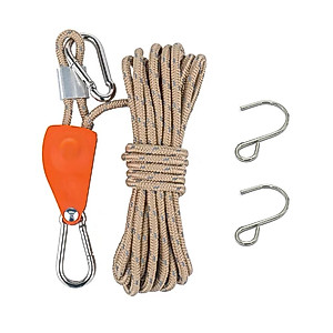 Adjustable Rope Hanger 1/8" Ratchet Hanger Rope 16.4ft Length Clip Heavy Duty Strap for Clothes Hanging and Camping Wind Rope