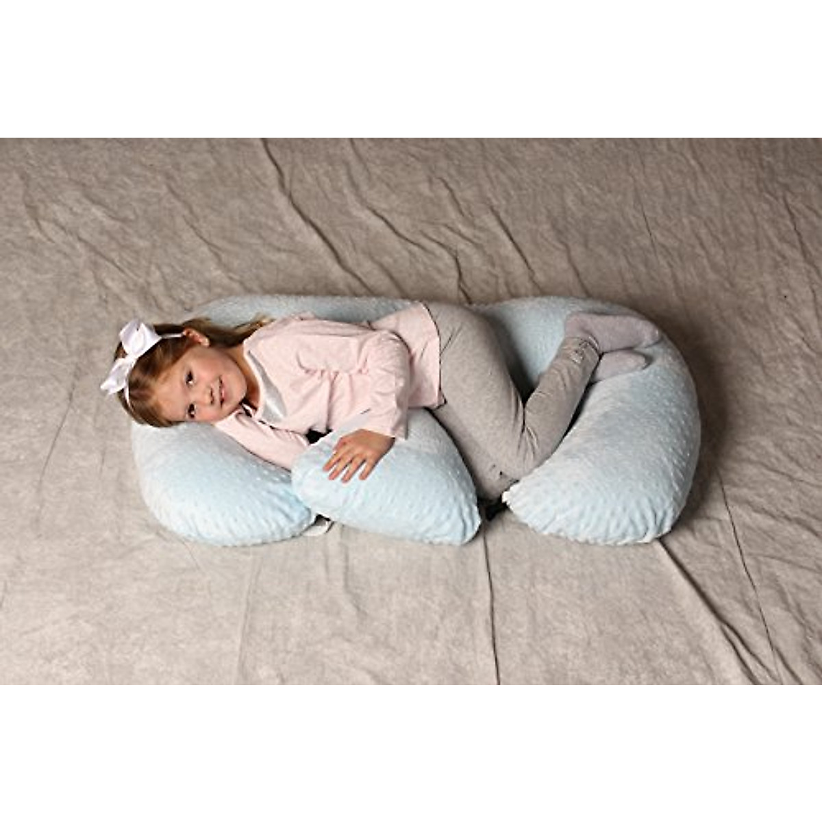 Twin Z Pillow The Blue - 6 uses in 1 Twin Pillow ! Breastfeeding, Bottlefeeding, Tummy Time, Reflux, Support and Pregnancy Pillow! Contains no Foam!