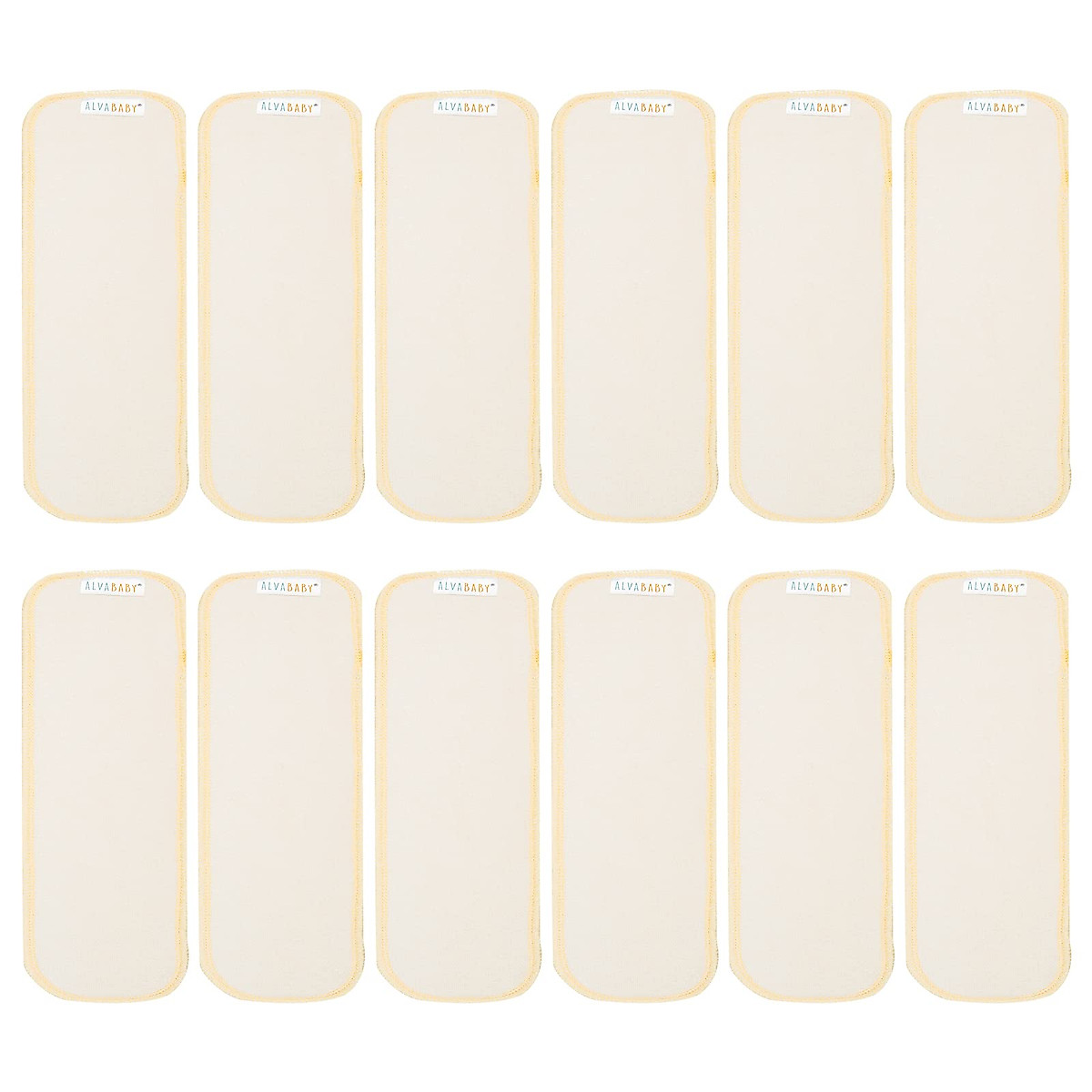 ALVABABY 12PCS Newborn Cloth Diaper Insert,Less Than 12pounds 3 Layers Cloth Diaper Inserts, Super Soft Inserts,Reusable Cloth Diaper Inserts Overnight 12SX