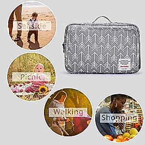 Universal Stroller Caddy Accessories All-in-One Baby Organizer with Insulated Pocket,Capacity for Diapers, Toys & Snacks, Dark Gray