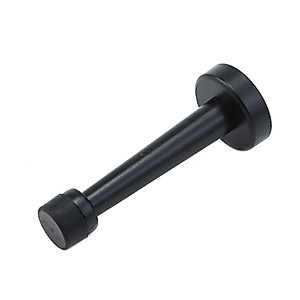 Pufguy Zinc Alloy Mute Door Stop 4" Height Door Stopper Heavy Duty Door Stopper with Rubber Bumper Wall and Door Protector-2pcs(Black)