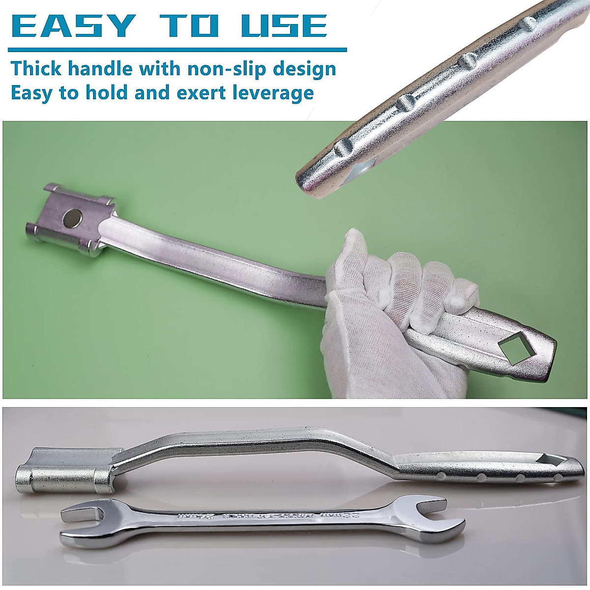 GIMYUAN Mangetic Wrench Extender Bar, 13.5 Inch Extension Wrench Tool with 1/2 Inch Square Hole for Universal Wrenches Mechanic Torque Multiplier Tool, Silver