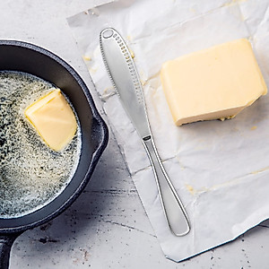 ALLOMN Butter Knife, Butter Knives, 3 in 1 Stainless Steel Butter Spreader, Spreader Slicer and Butter Curler Knife with Serrated Edge for Cutting and Spreading Butter Cheese Jam