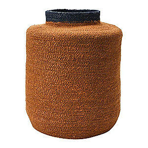 Bloomingville Hand-Woven Seagrass, Orange & Navy Basket