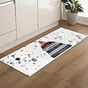 Kitchen Mats for Floor, Watercolor Red High Heels on Books Splash Ink Confidence Brave Backed Rubber Dots Rugs,Non Slip,Absorbant Runner Rugs for Hallway Entryway,Kitchen,Laundry 1 pcs 23.6x70.9 Inch
